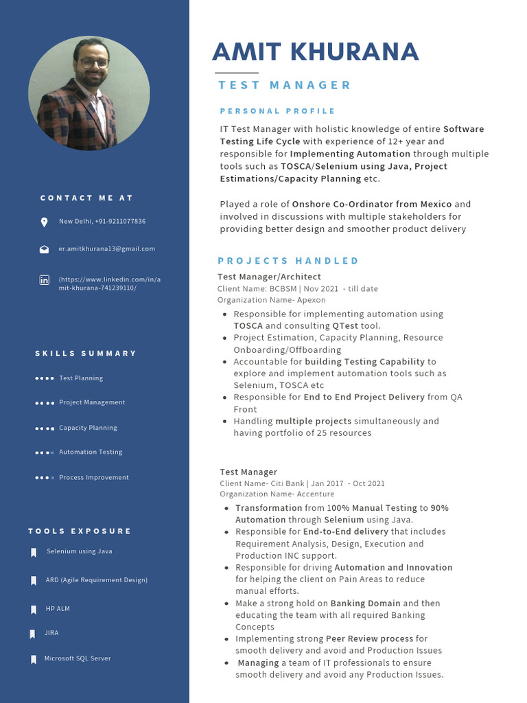 Amit Khurana - CV - Test Manager | PDF | Selenium (Software) | Automation