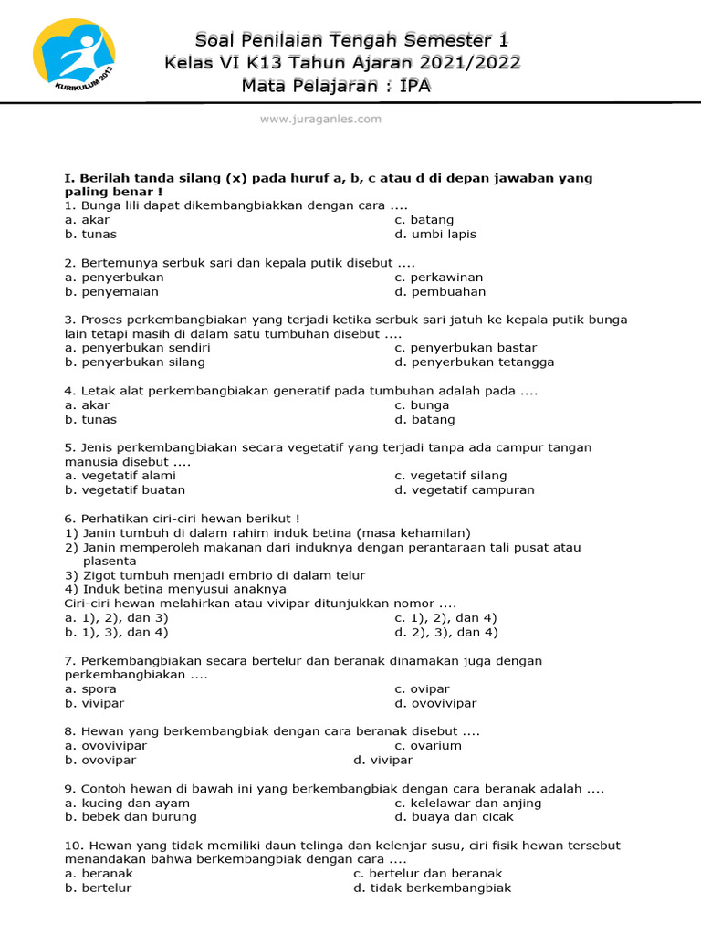 Soal SAS Seni Rupa Kelas I Semester 1 | PDF | Griya & Taman | Sains & Matematika