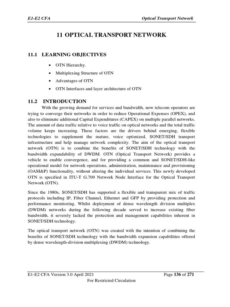 E1-E2 - Text - Chapter 11. OPTICAL TRANSPORT NETWORK | PDF | Computer ...