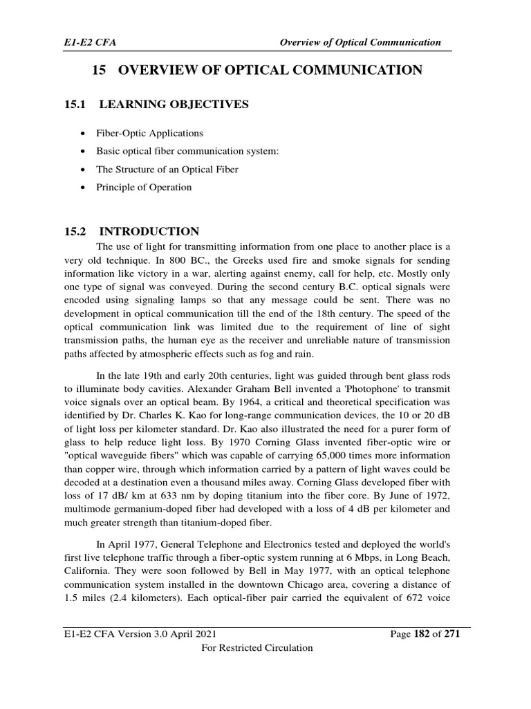 E1-E2 - Text - Chapter 15. OVERVIEW OF OPTICAL COMMUNICATION | PDF ...