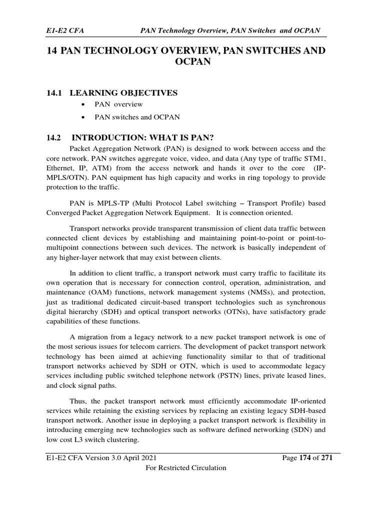 E1-E2 - Text - Chapter 14. PAN TECHNOLOGY OVERVIEW, PAN SWITCHES AND ...