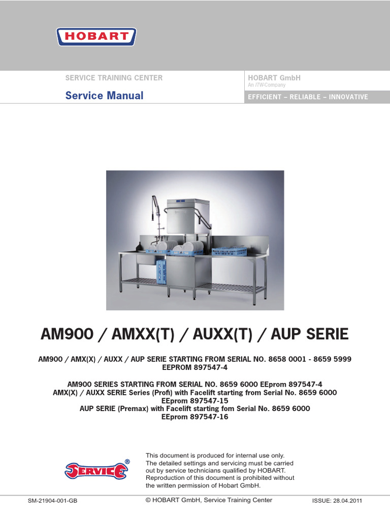 Hobart Manual Service Manual Am900 Amxxt Auxxt Aup Serie | PDF