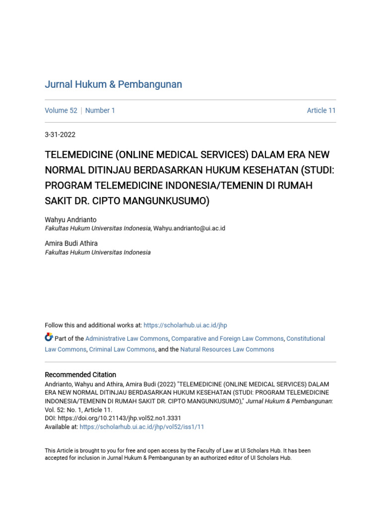 Telemedicine (Online Medical Services) Dalam Era New Normal Ditin | PDF ...