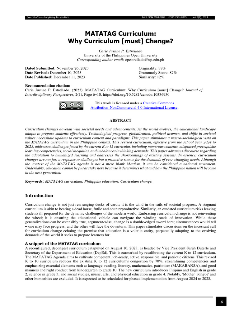 MATATAG Curriculum: Why Curriculum (Must) Change? | Download Free PDF ...