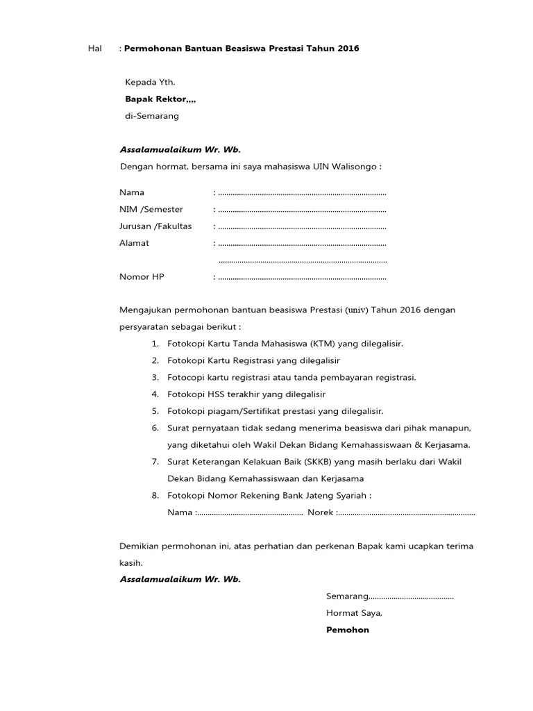 Contoh Surat-Permohonan-Beasiswa | PDF