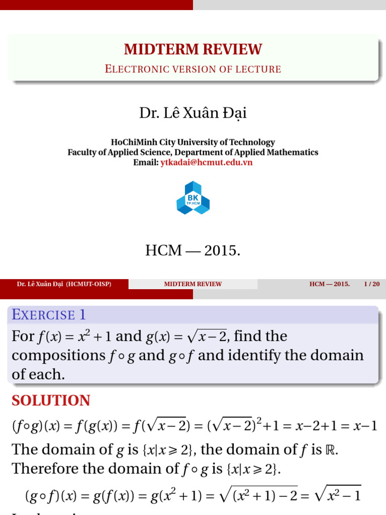 Midterm Review: Applied Mathematics Exercises | PDF | Mathematical Analysis | Mathematics