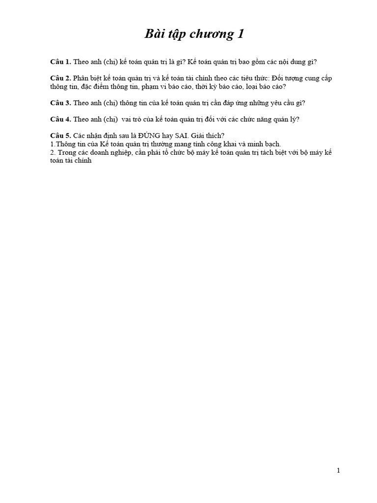 Bai Tap Chuong 1 | PDF
