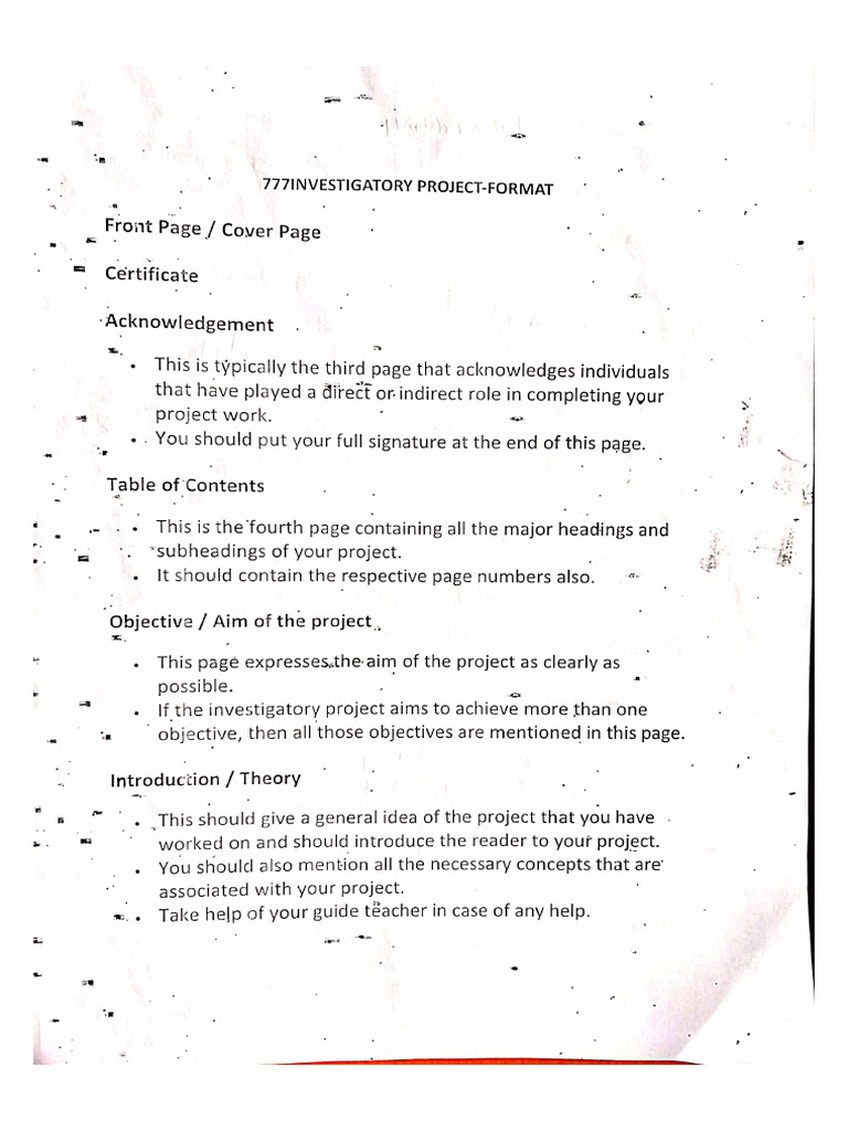 Investigatory Project Format | PDF