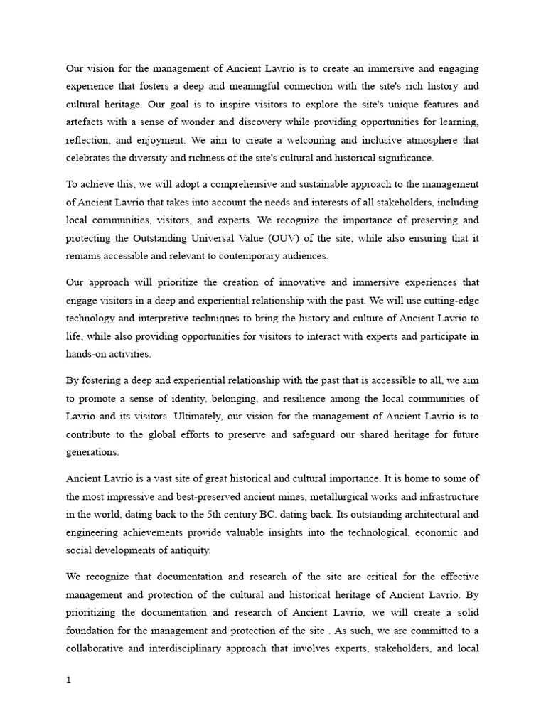 Vision Statement | PDF | Sustainability | Tourism