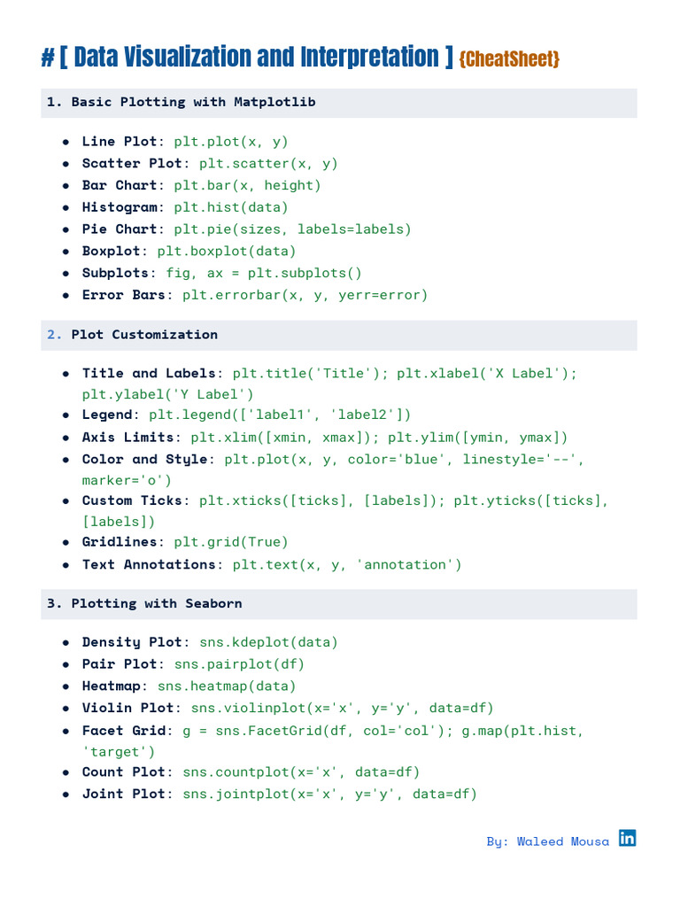 Data Visualization Cheatsheet 1702209209 | PDF | Data Analysis | Computing