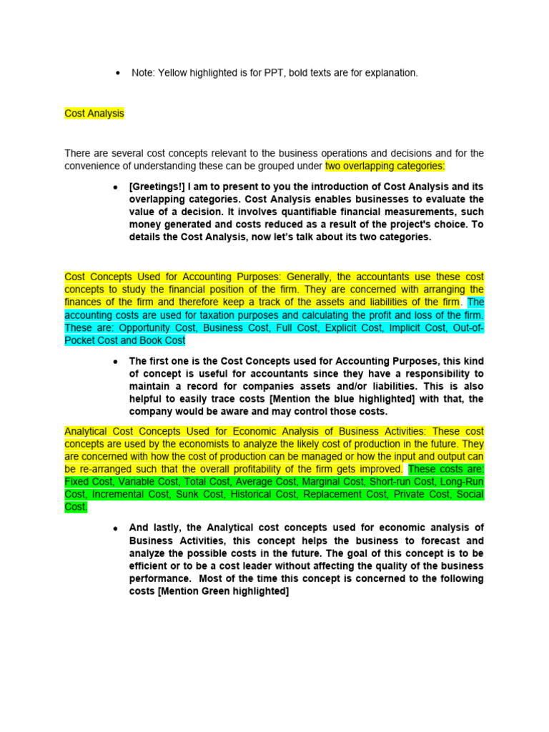 Cost Analysis | PDF | Career & Growth | Finance & Money Management