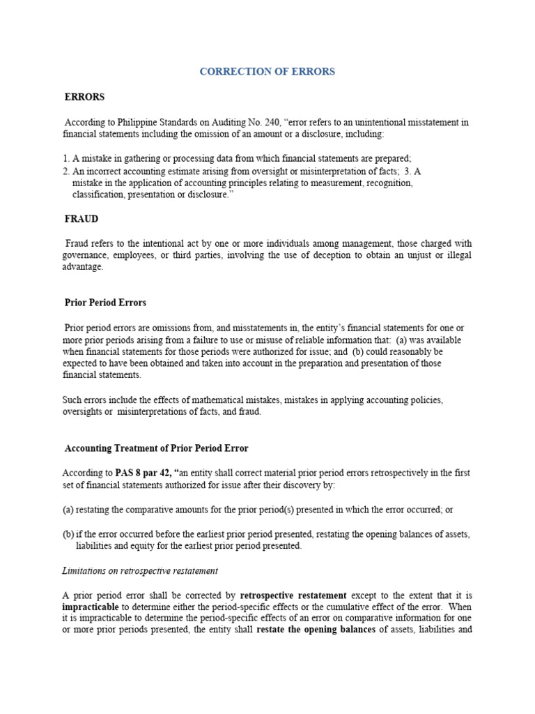 Notes On Correction of Errors With Answer | Download Free PDF | Balance ...