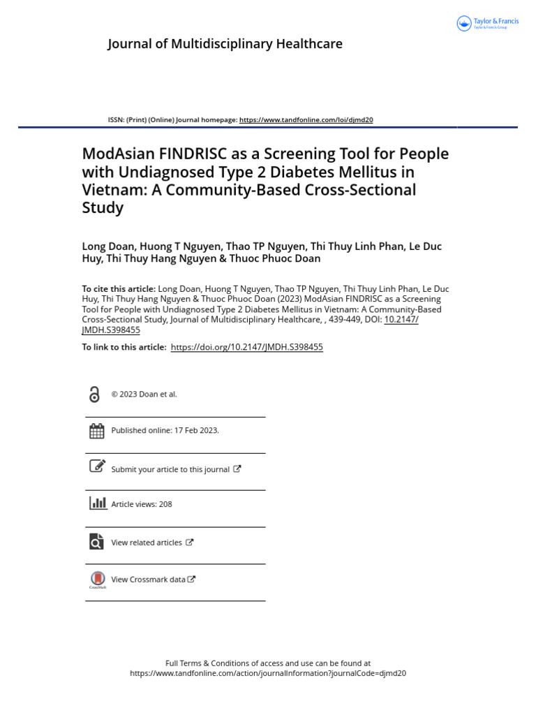 FINDRISC Tool for Type 2 Diabetes in Vietnam | PDF | Diabetes | Body ...