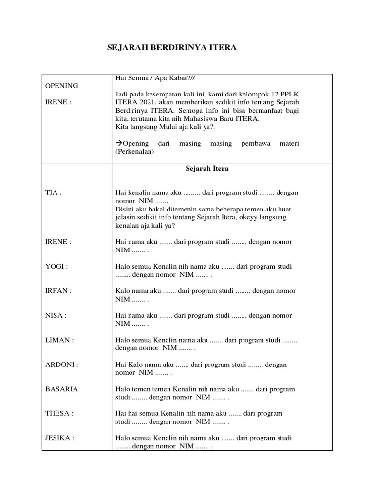Sejarah Berdirinya Itera | PDF
