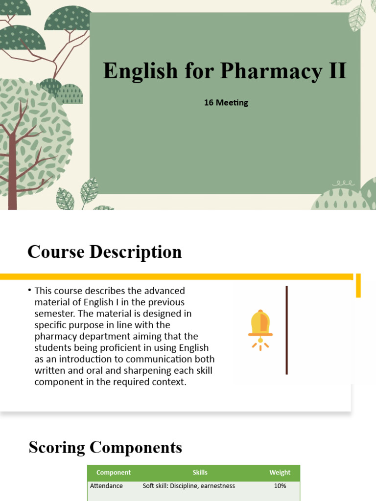1. English for Pharmacy II | PDF