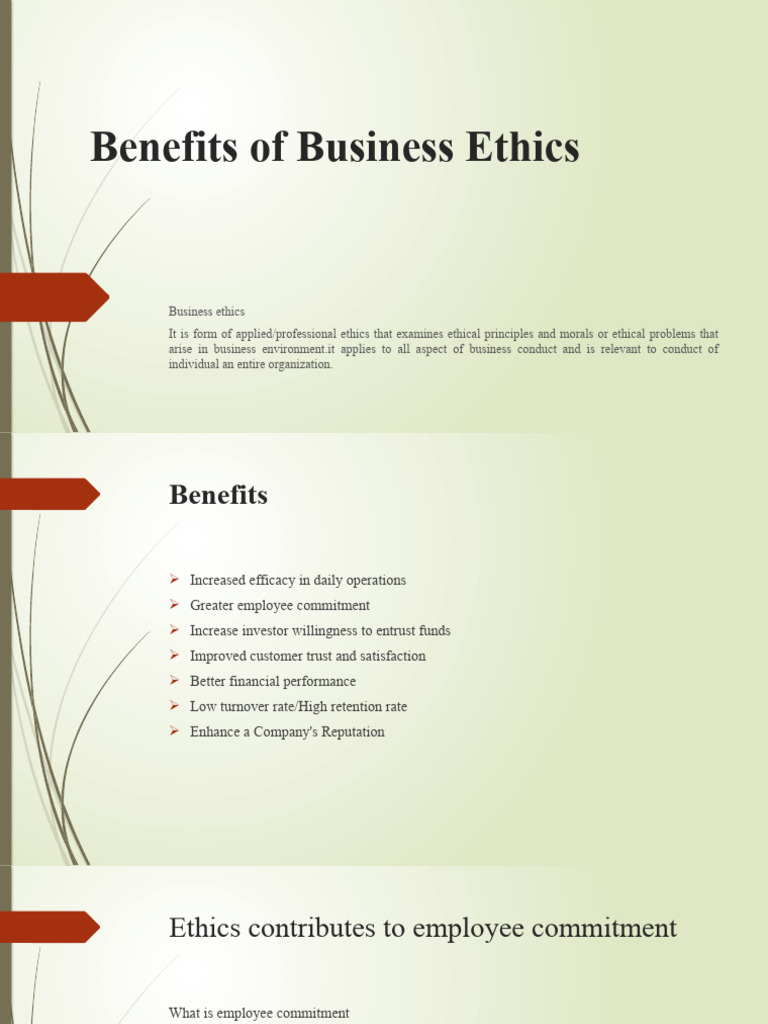 Benefits of Business Ethics | PDF | Employment | Business Ethics