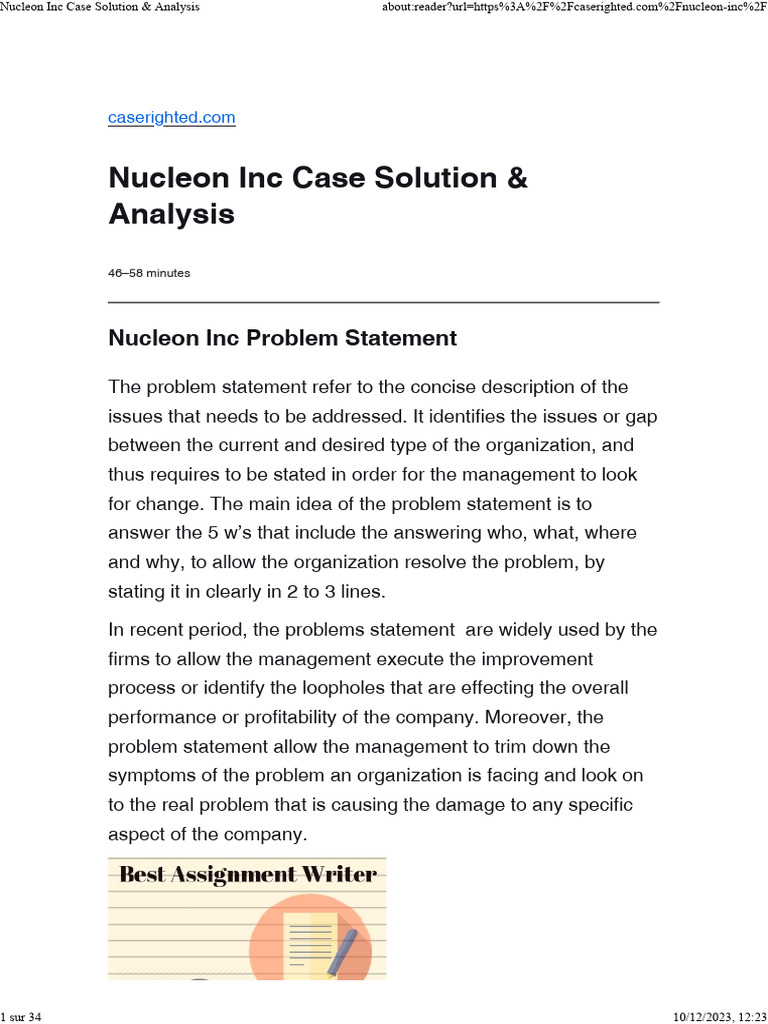 Nucleon Inc Case Solution & Analysis - Read | PDF | Cost Of Living | Swot Analysis