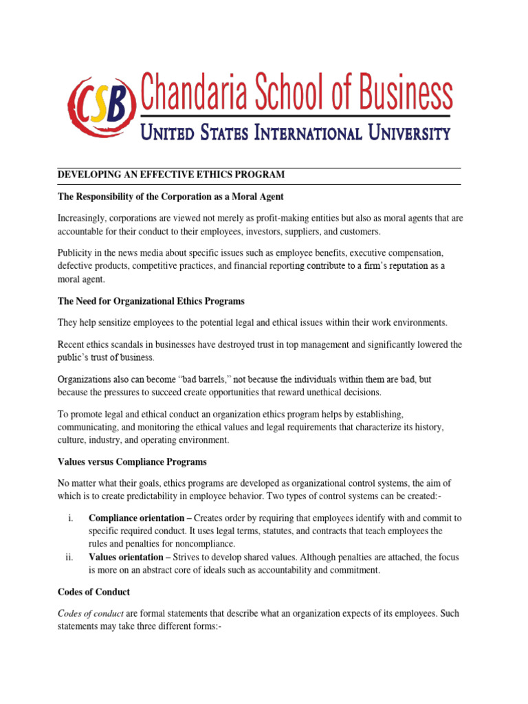 developing-an-effective-ethics-program_ | PDF | Regulatory Compliance ...