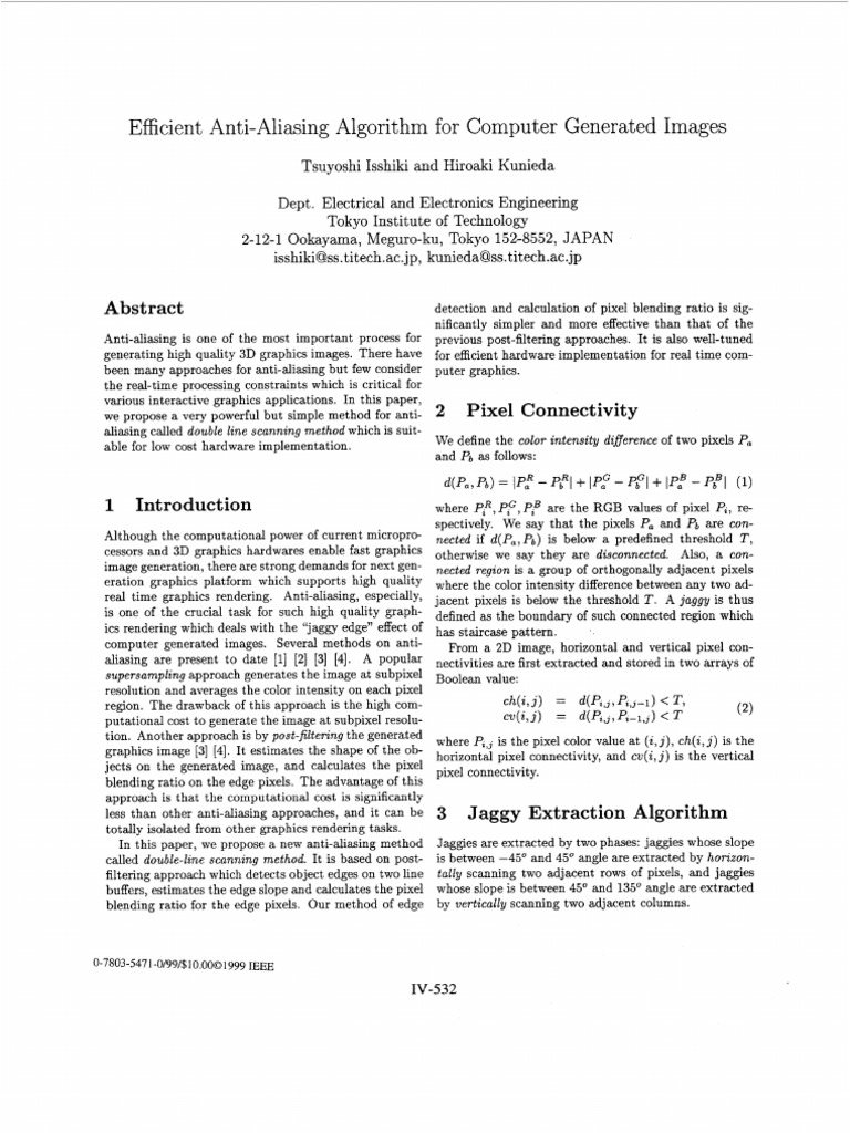 Efficient Anti Aliasing Algorithm For Computer Generated Images Pdf Multidimensional Signal