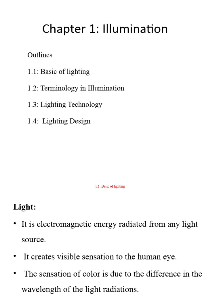 Chapter 1 Illumination | PDF | Lighting | Light