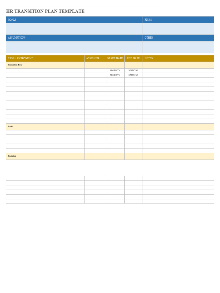 HR Transition Plan Template Guide | PDF