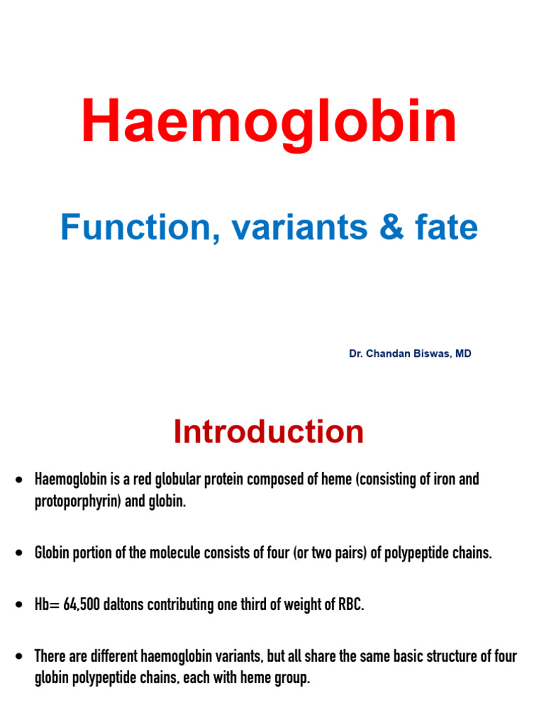 Haemoglobin - Function, Variants, Fate | PDF