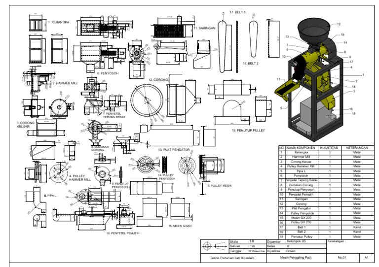 Tubes Mesin Penggiling Padi - 1 Dimensi-Layout2 | PDF