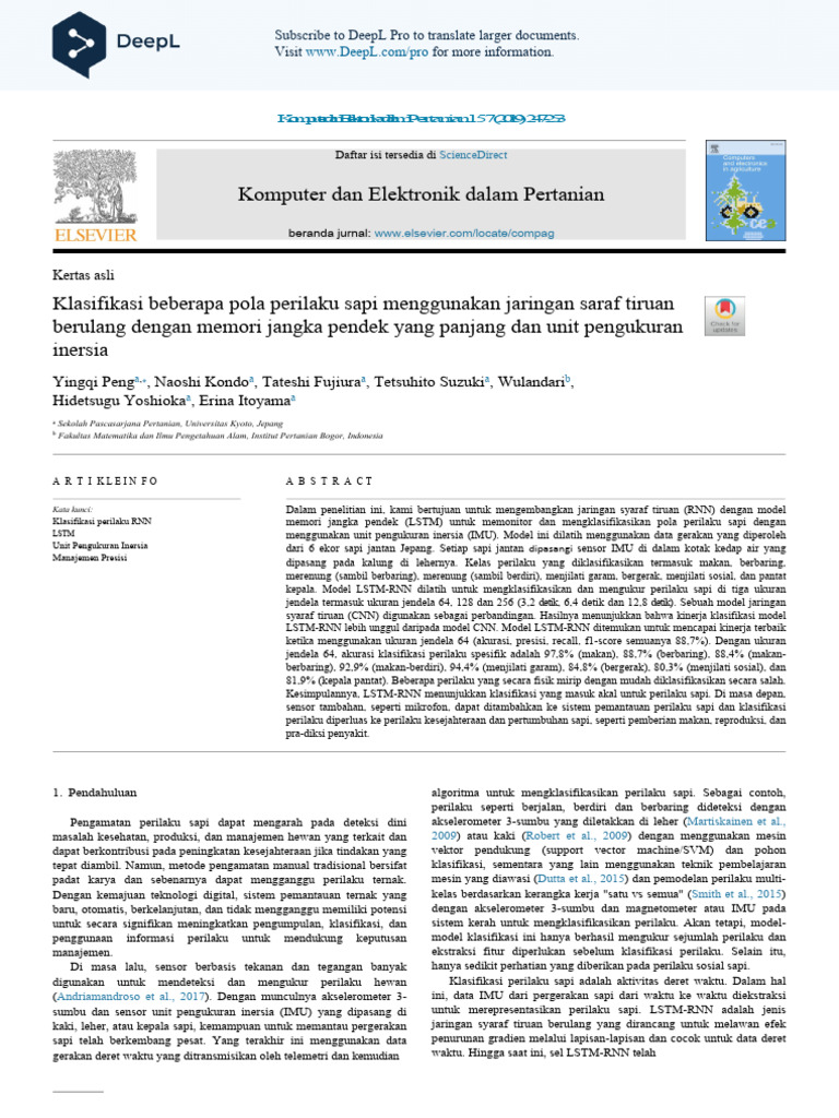 Classification of Multiple Cattle Behavior Patterns Using A Recurrent Neuralnetwork With Long ...