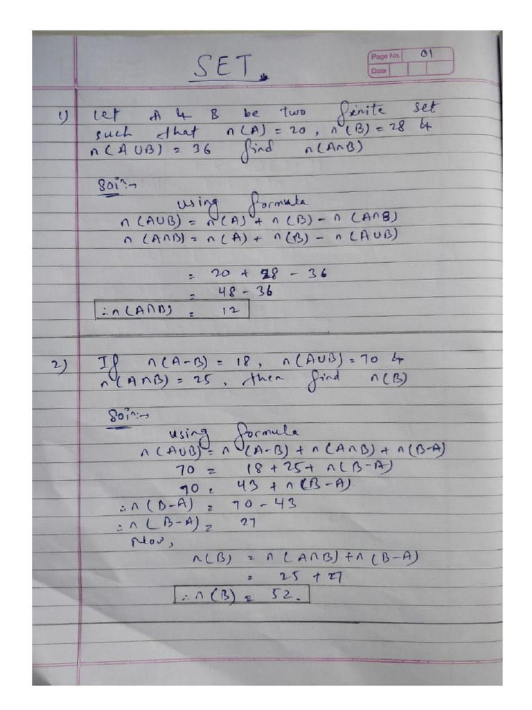 Sets Mathematics 2 | PDF