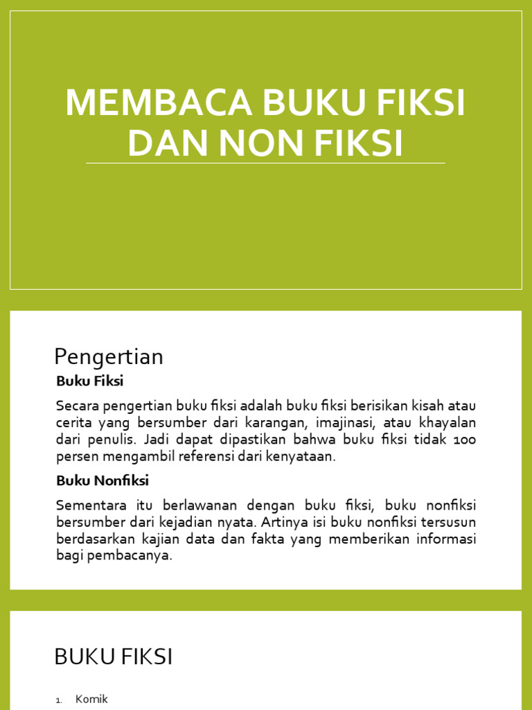 Membaca Buku Fiksi Dan Non Fiksi | PDF | Kajian Bahasa Asing | Fiksi Umum
