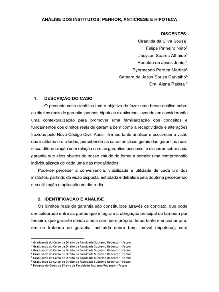 Análise de Penhor, Hipoteca e Anticrese | PDF | Indenização | Sentença ...