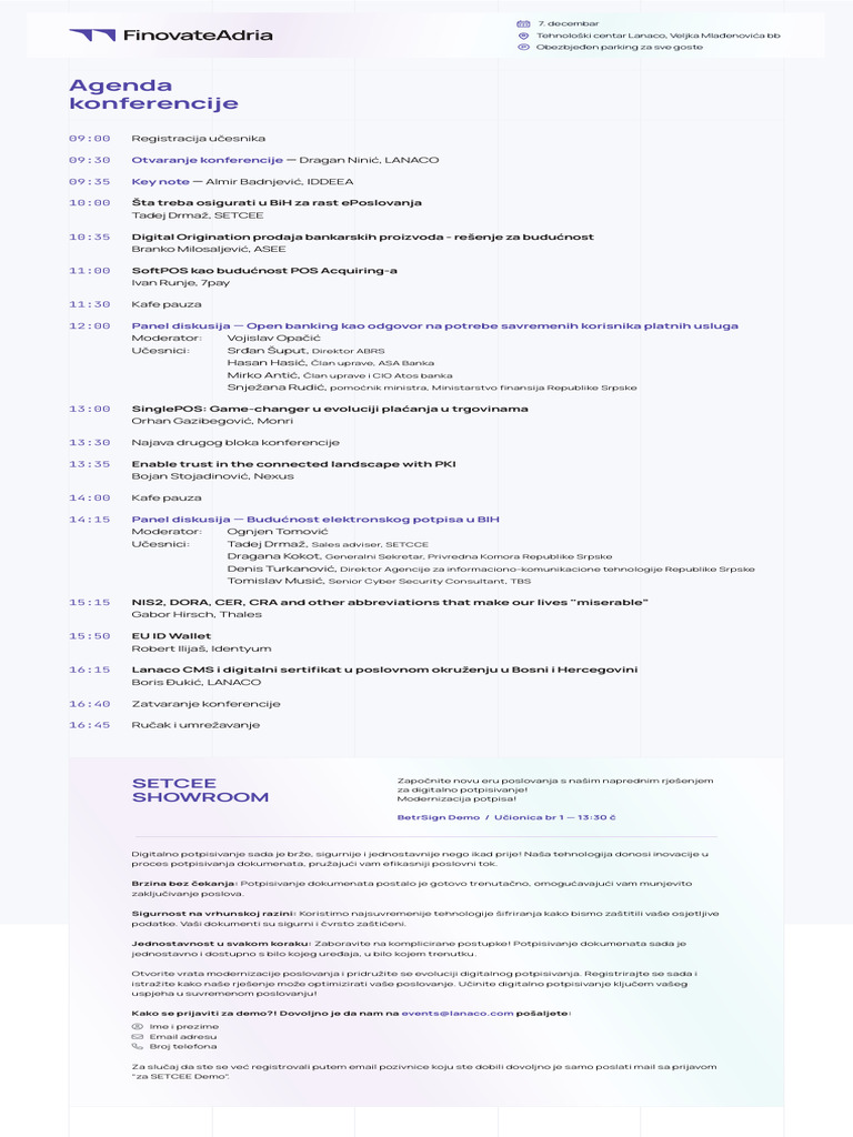 Finovate Adria 2023 - Agenda | PDF