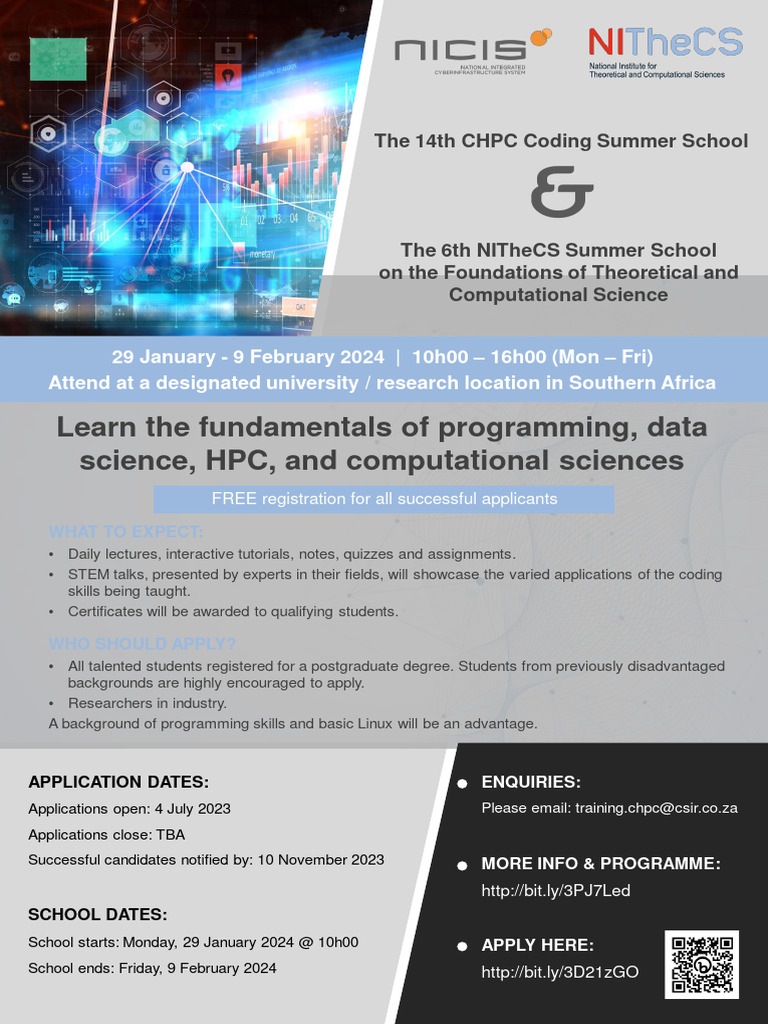CHPC NITheCS Summer School 2024 Poster | PDF | Career & Growth | Art