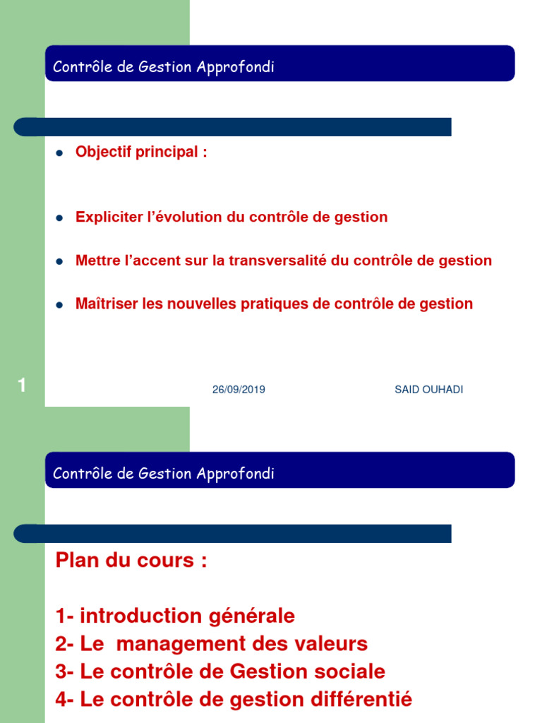 Évolution du Contrôle de Gestion | PDF | Business | Sodles
