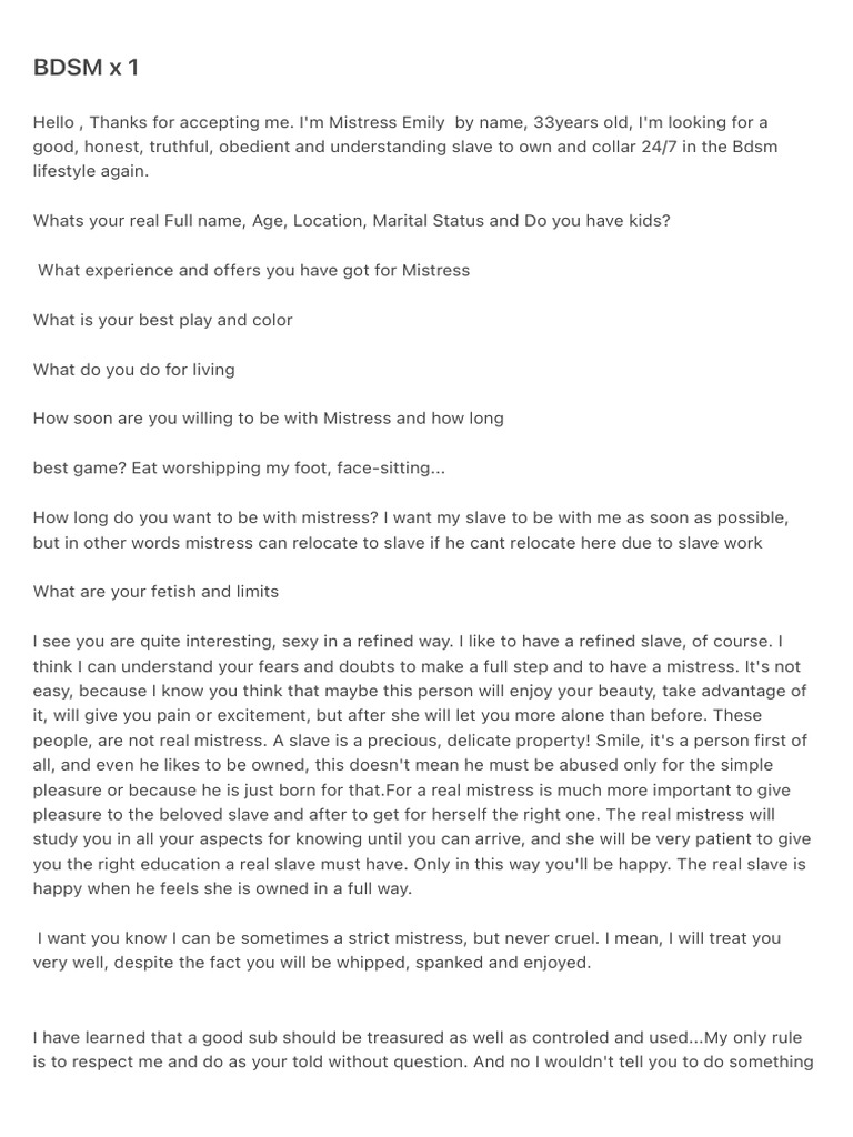 BDSM Legit Format | PDF | Dominance And Submission | Bdsm