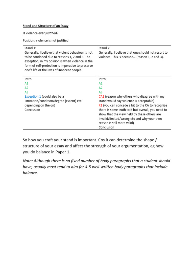 Stand Structure of Essay and Balance | PDF | Reason