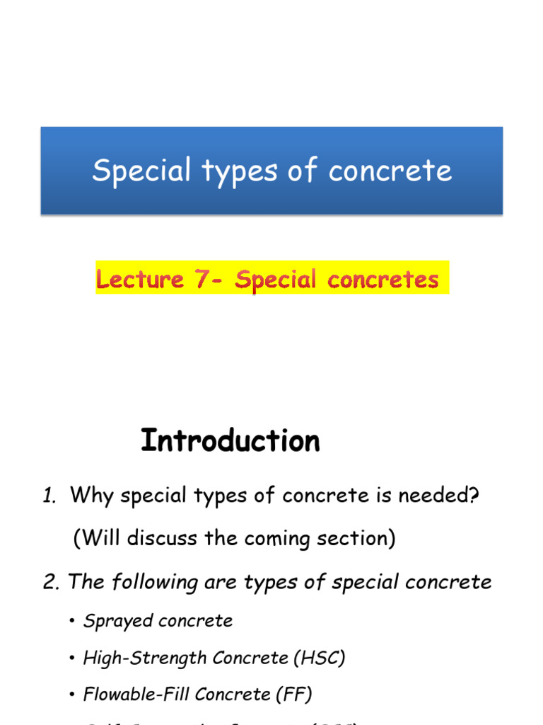 Types of Special Concrete Explained | PDF | Concrete | Cement