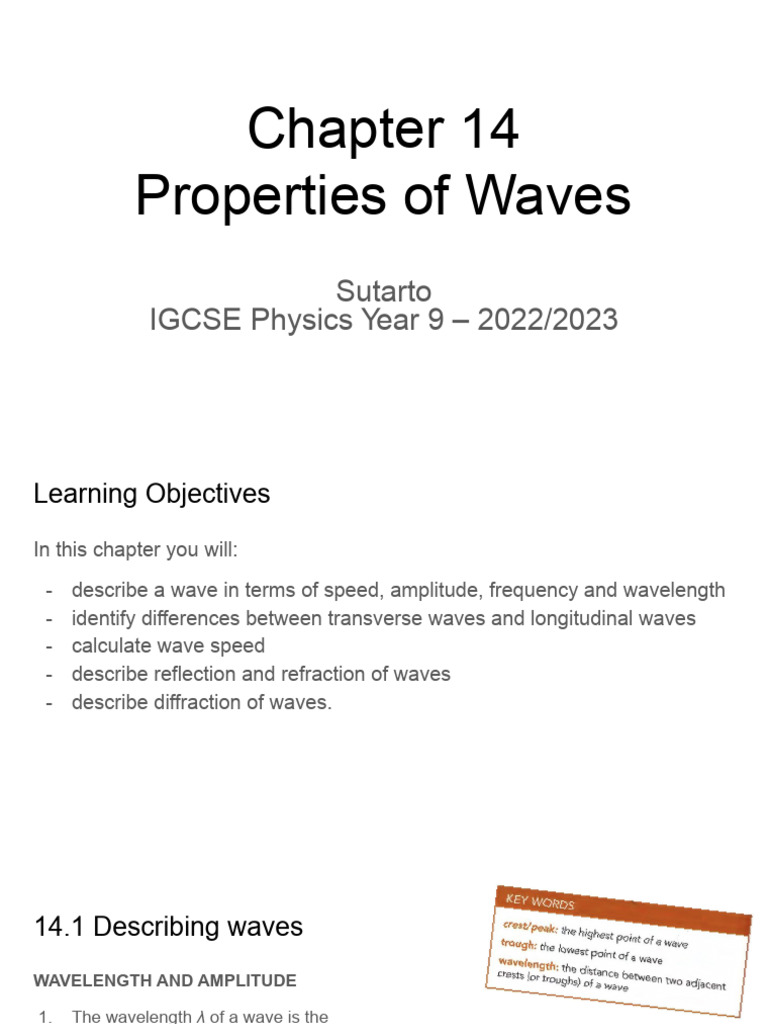 2023 IGCSE Chapter 14 Properties of Waves | PDF | Waves | Wavelength