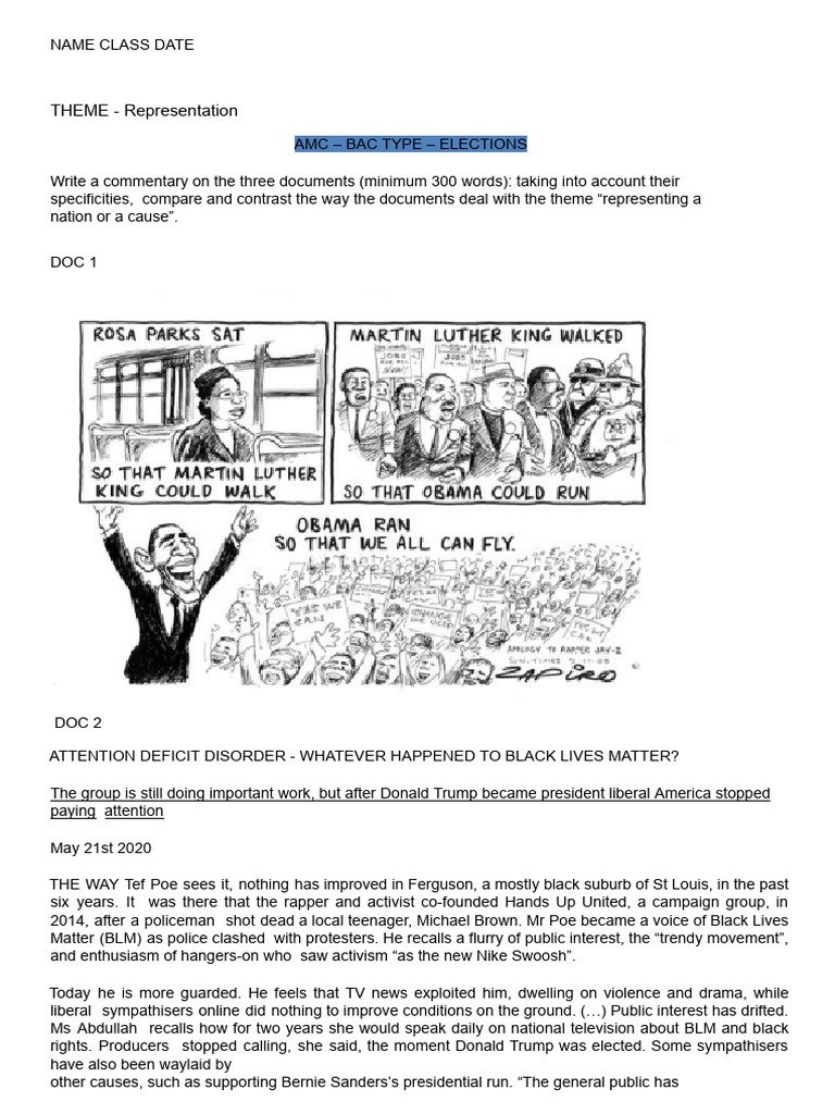 AMC Bac Type 1ere | PDF | Black Lives Matter | Paragraph