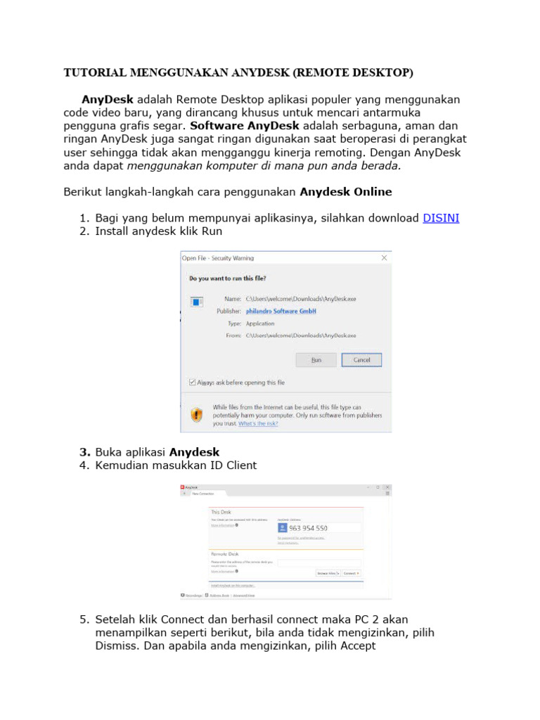 Tutorial Menggunakan Anydesk | PDF