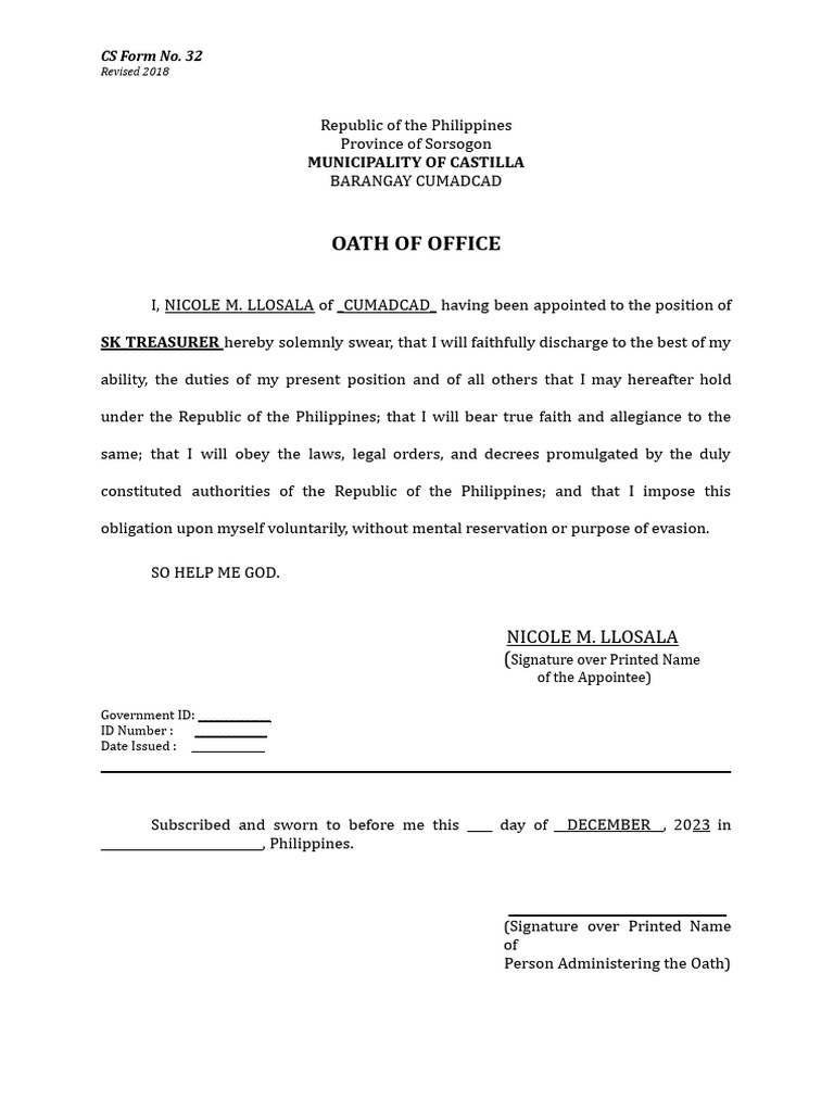 Oath of Office | PDF | Law