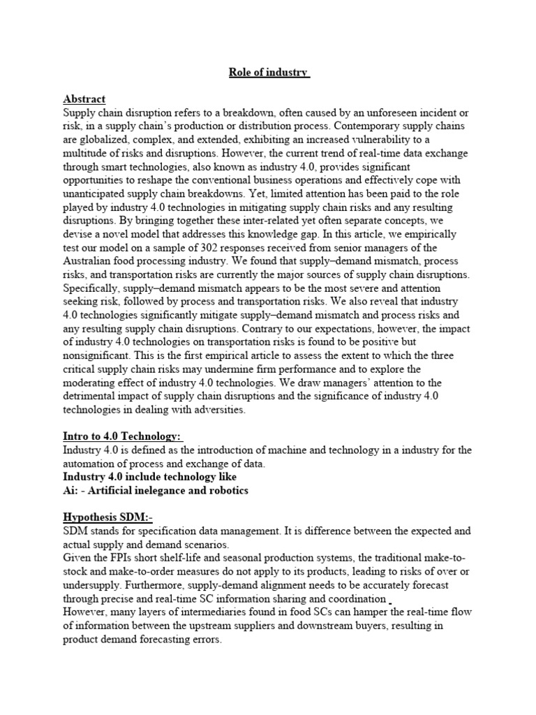 Role of industry | PDF