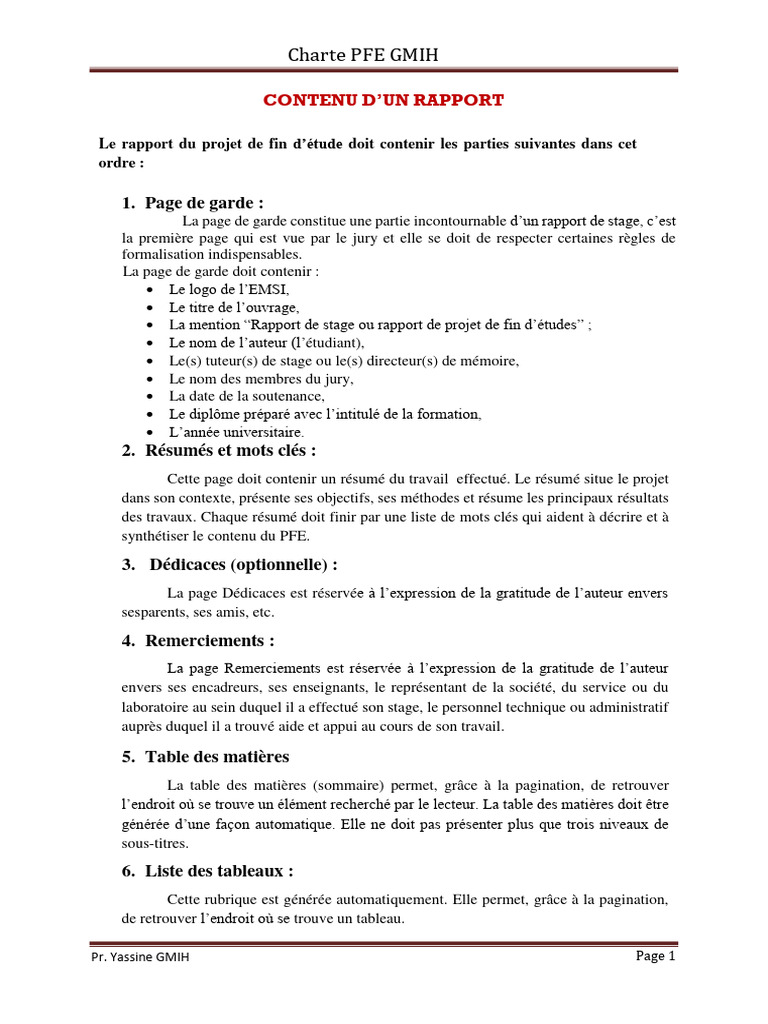 Charte de Rédaction Du Rapport - GMIH | PDF