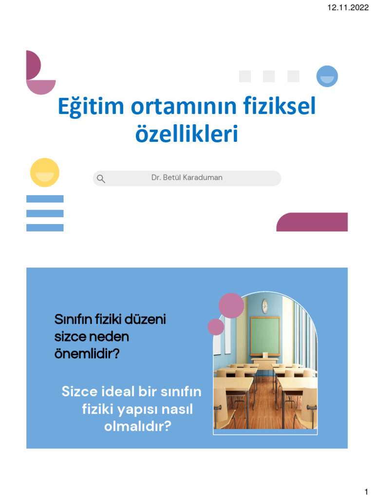 SY-2 Eğitim Ortamının Fiziksel Özellikleri | PDF