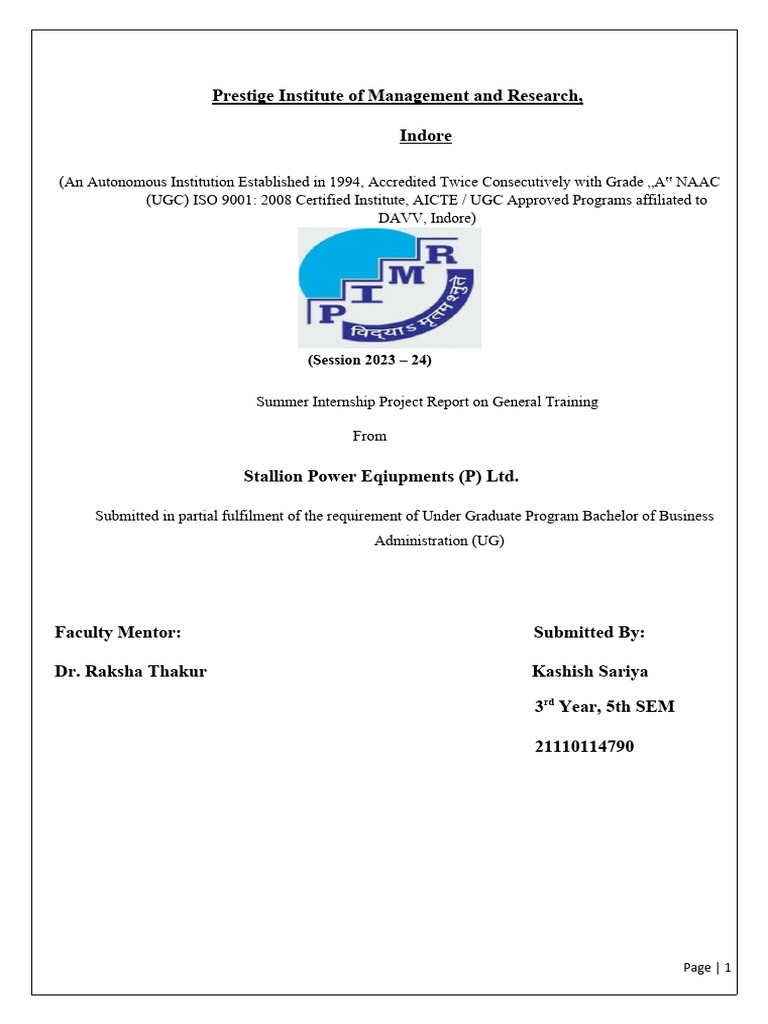 SIP REPORT | PDF | Internship | Job Hunting