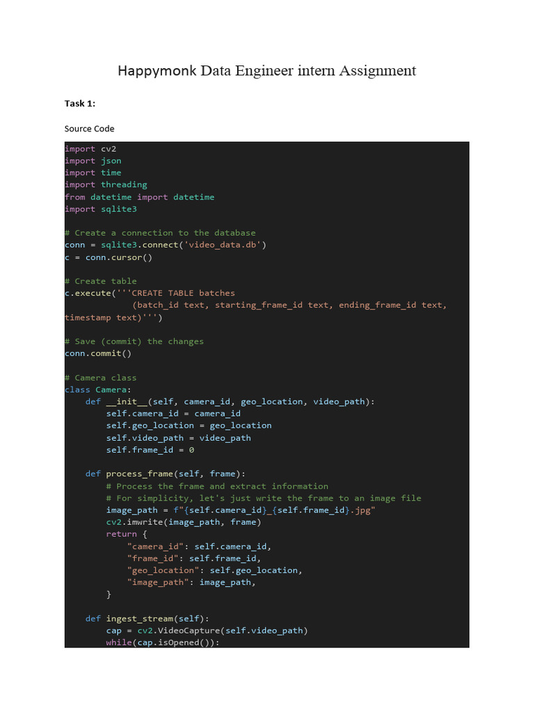 Happymonk Data Engineer Intern Assignment | PDF | Databases | Video