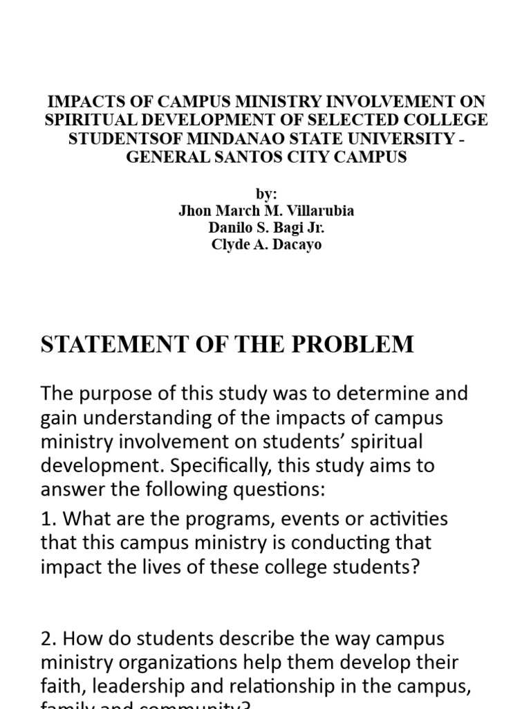 Impacts of Campus Ministry Involvement On Spiritual Development | PDF