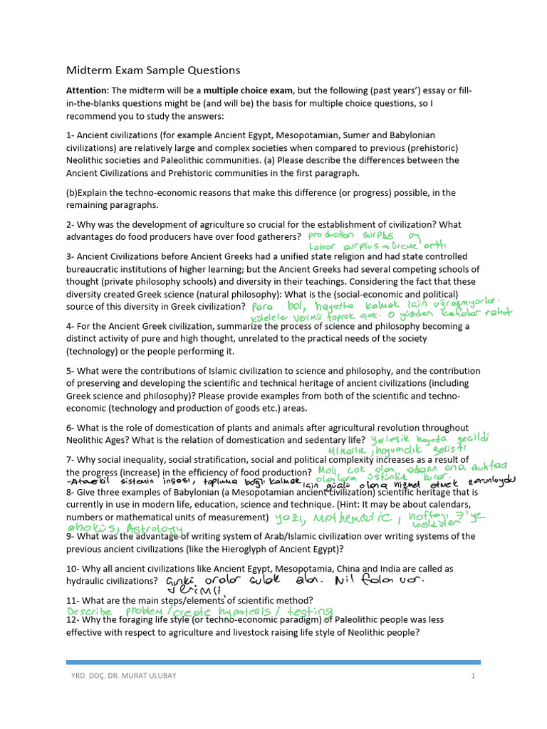 Midterm Exam WorkSheet 2021 Fall | PDF | Civilization | Knowledge