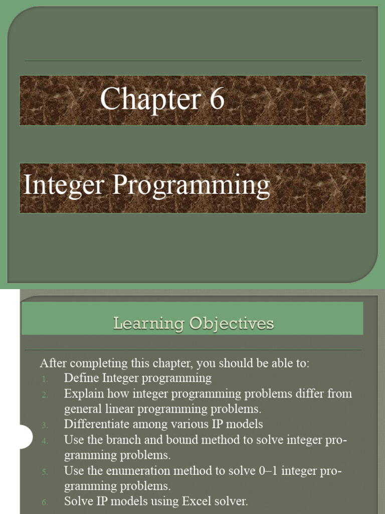 Chapter 6 Integer Programming Refined | PDF Chapter 6 Integer Programming Refined | PDF