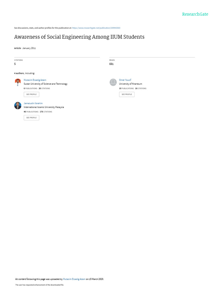 Awareness of Social Engineering Among II | Download Free PDF | Social ...